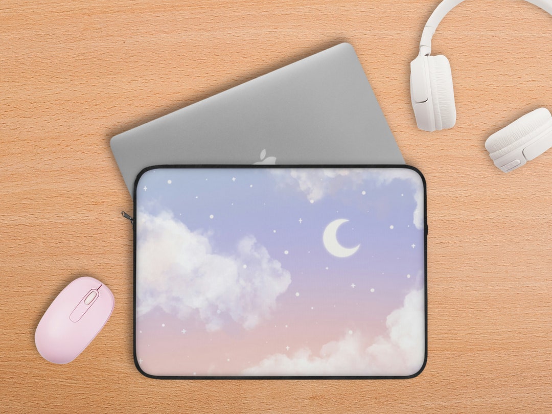 Dreamy Clouds and Moon Laptop Sleeve / Pink Purple Case / 12,13, 15 ...