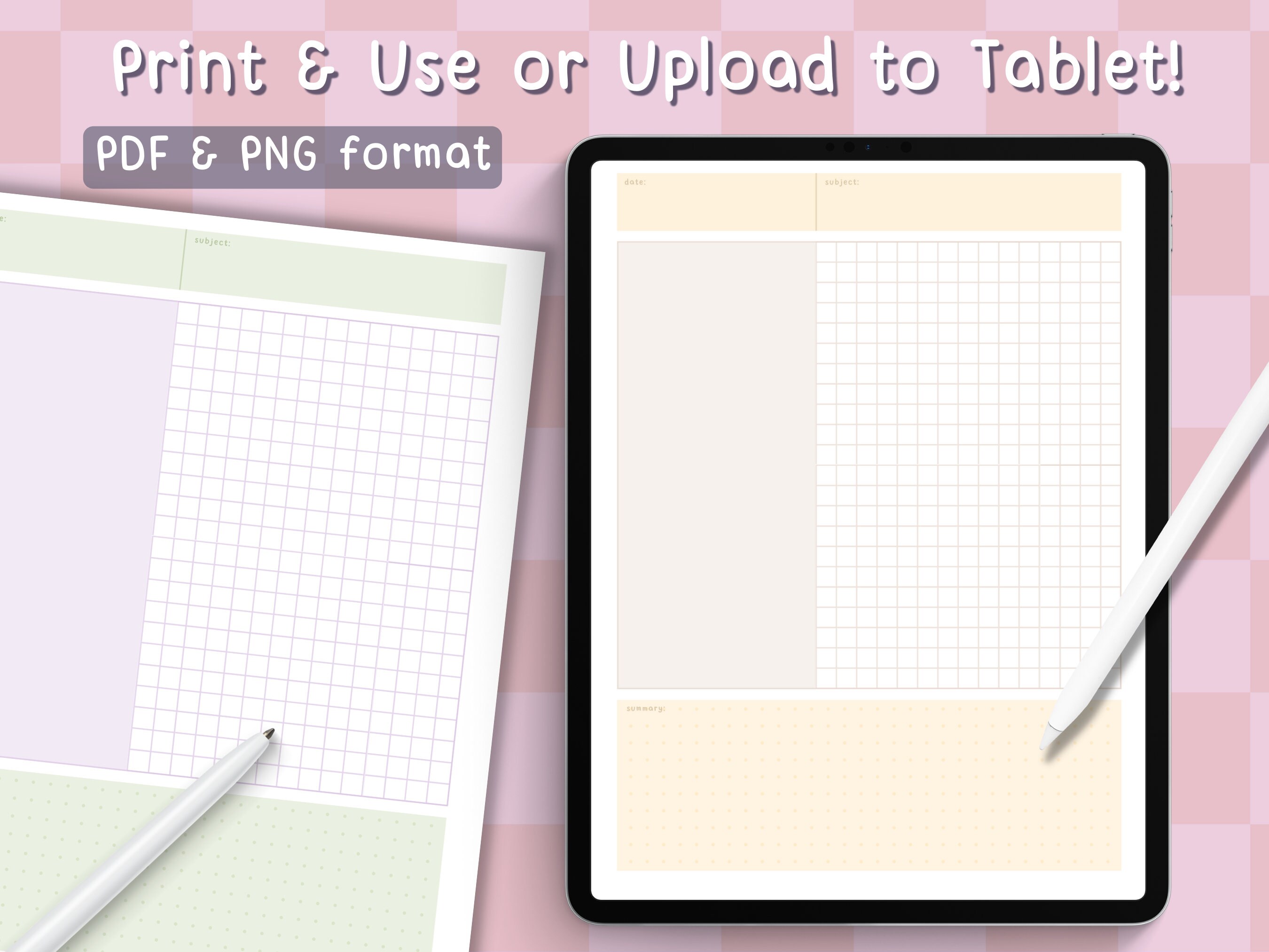 Digital Paper Template Cornell Notes Printable Pastel Note - Etsy