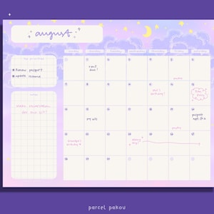 Printable Monthly Planner Dreamy Clouds / Blank Desk Calendar / Cute ...