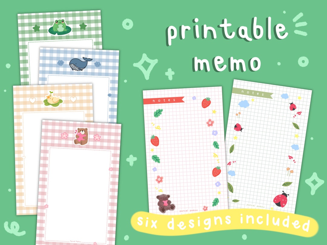 Cute Printable Memo Sheets / Kawaii Animal Stationery / Spring Notepad ...