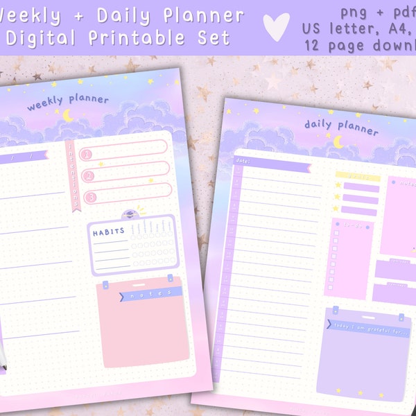 Kawaii Daily Planner Printable - Etsy