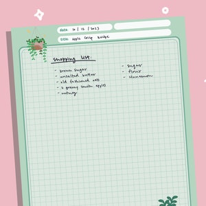 Plant Note Page Printable | Green Grid Note Paper | Plant Writing ...