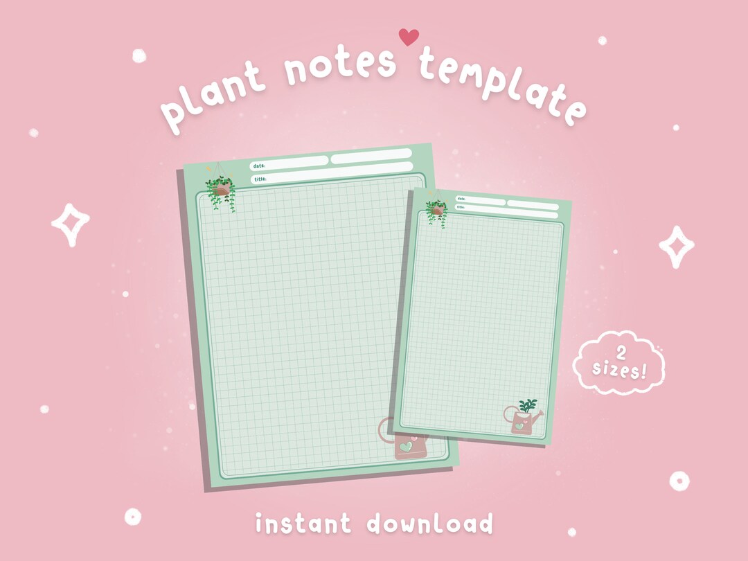 Plant Note Page Printable | Green Grid Note Paper | Plant Writing ...