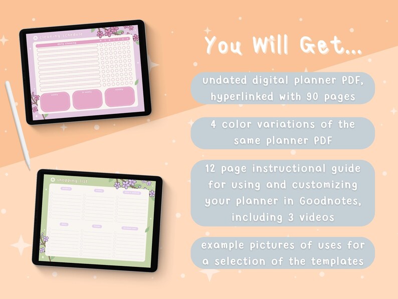 2025 Digital Planner / Cute Goodnotes Planner / Undated Kawaii iPad ...