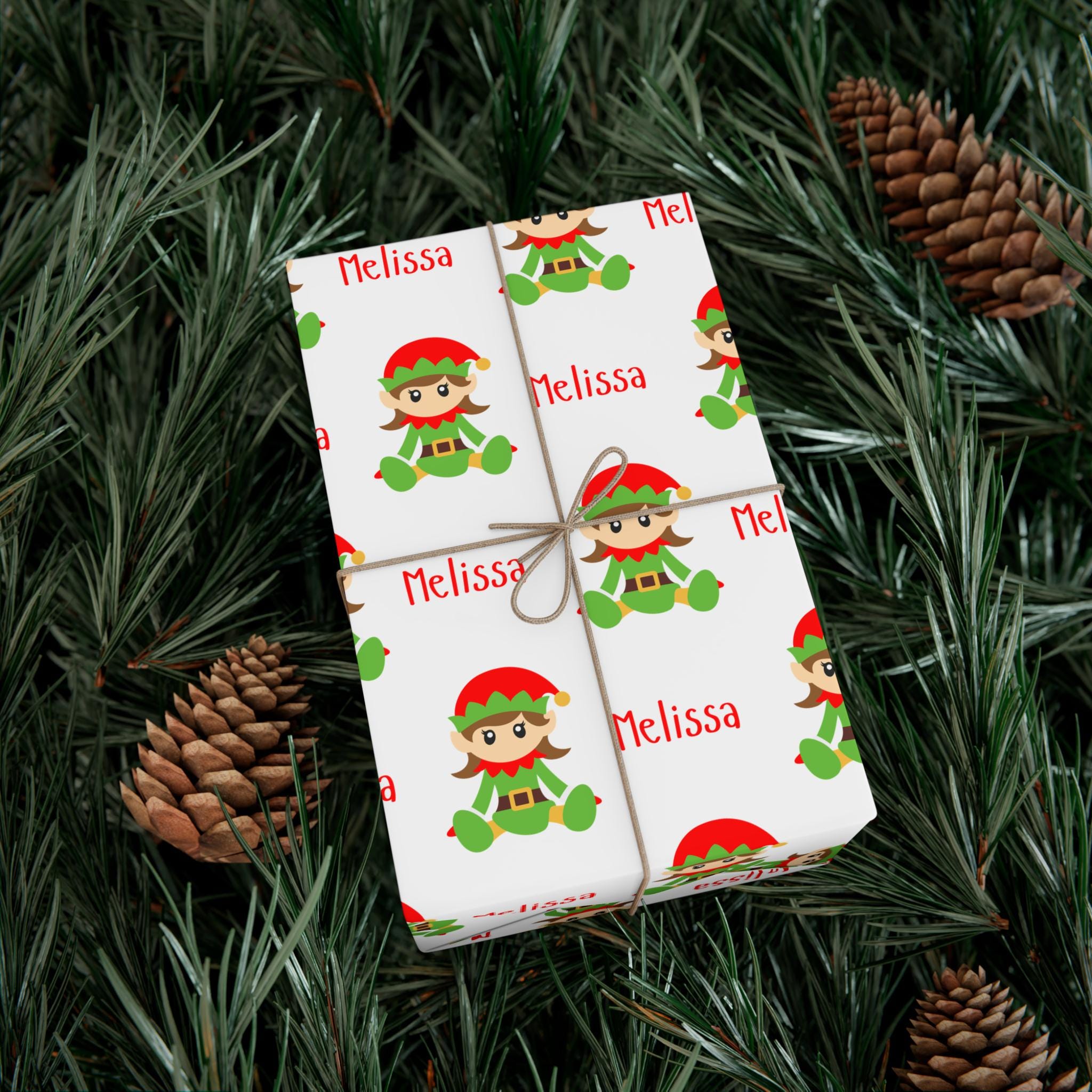 Custom Elf Wrapping Paper With Name Personalized Christmas Gift Wrap ...