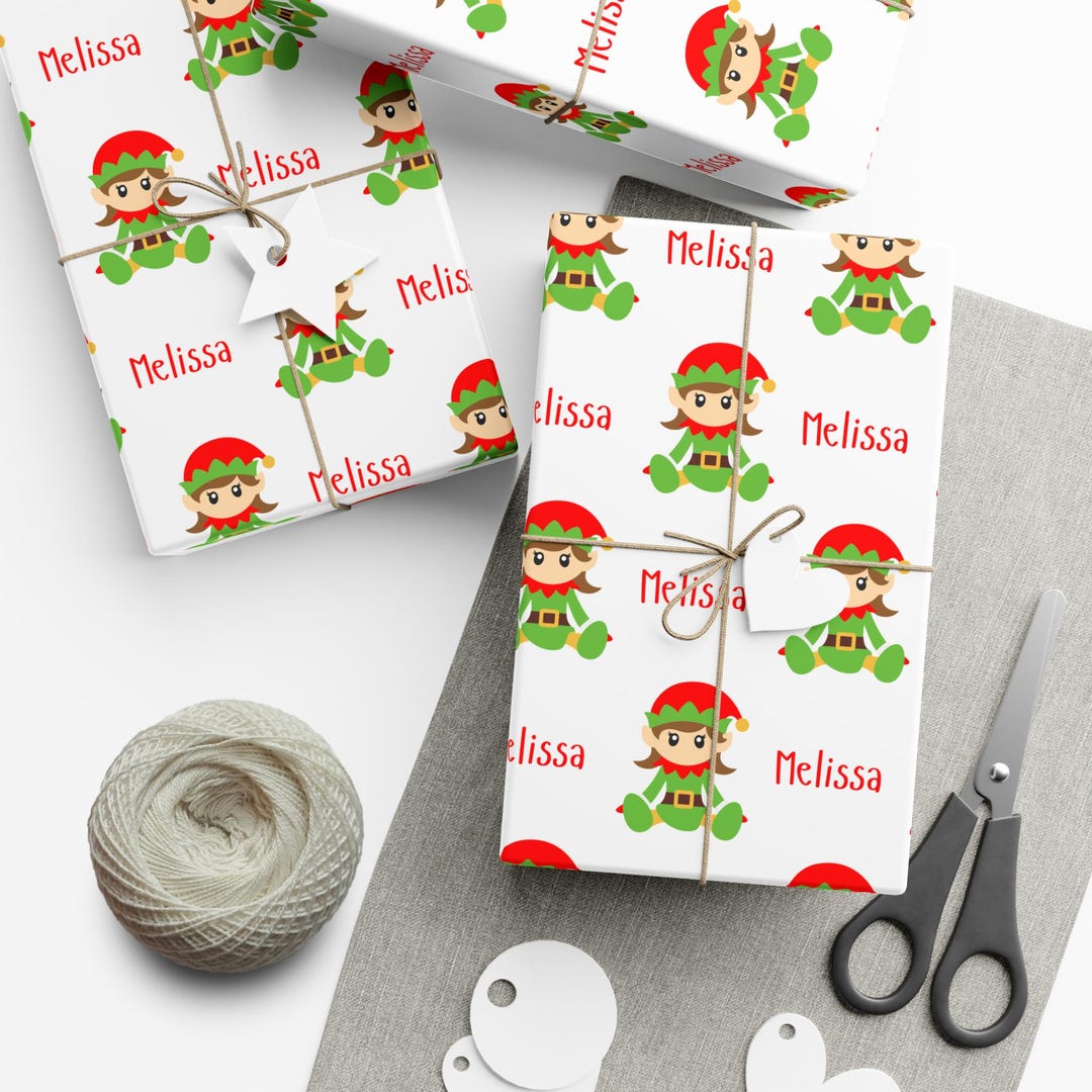 Custom Elf Wrapping Paper With Name Personalized Christmas Gift Wrap ...