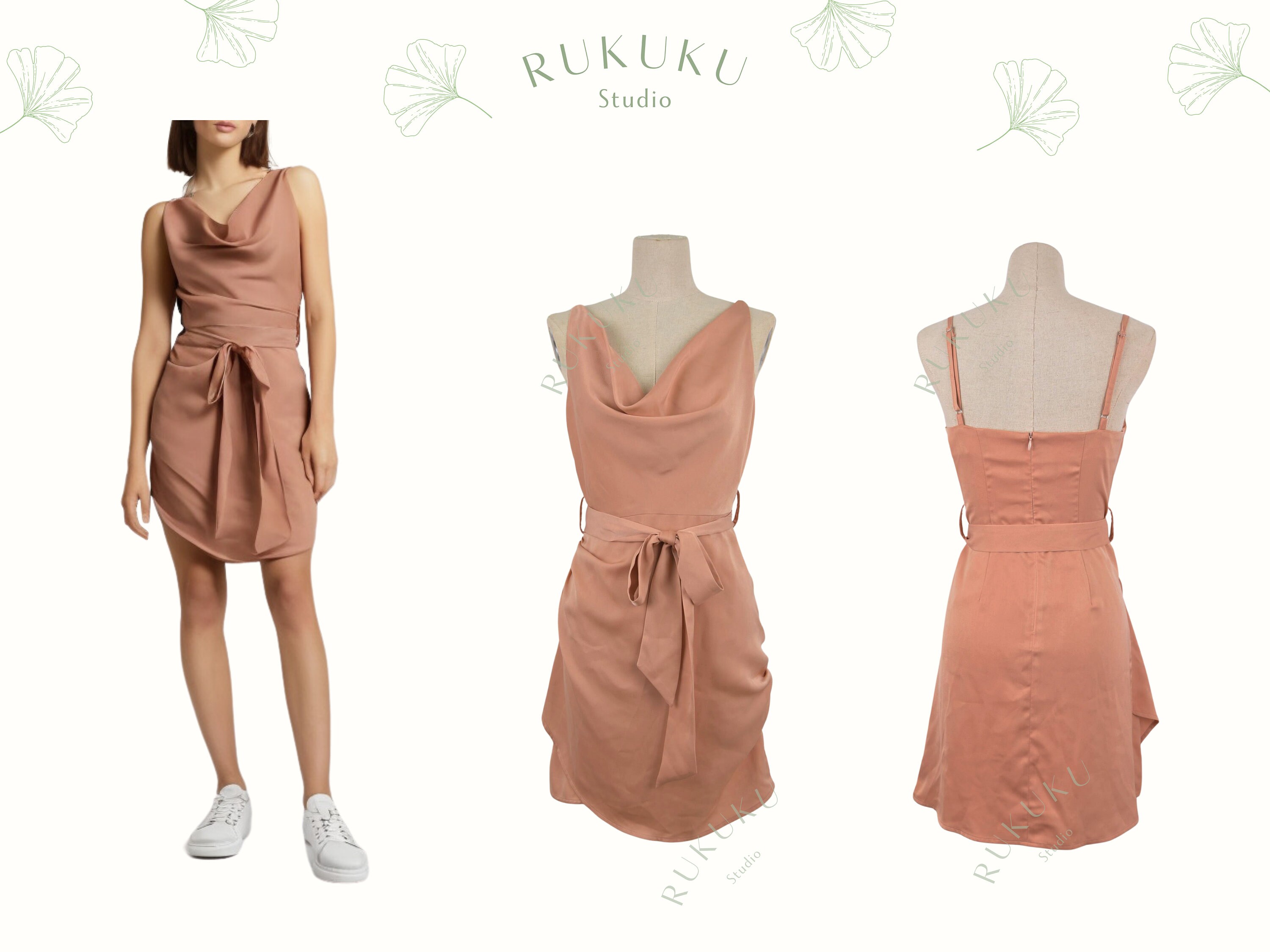 Emilia Cowl Neck Belt Dress | Sewing Pattern| Dress Pattern | Woman ...