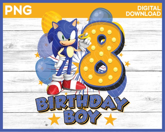 Sonic Birthday Boy Age 8 png image descarga digital YOU - Etsy México