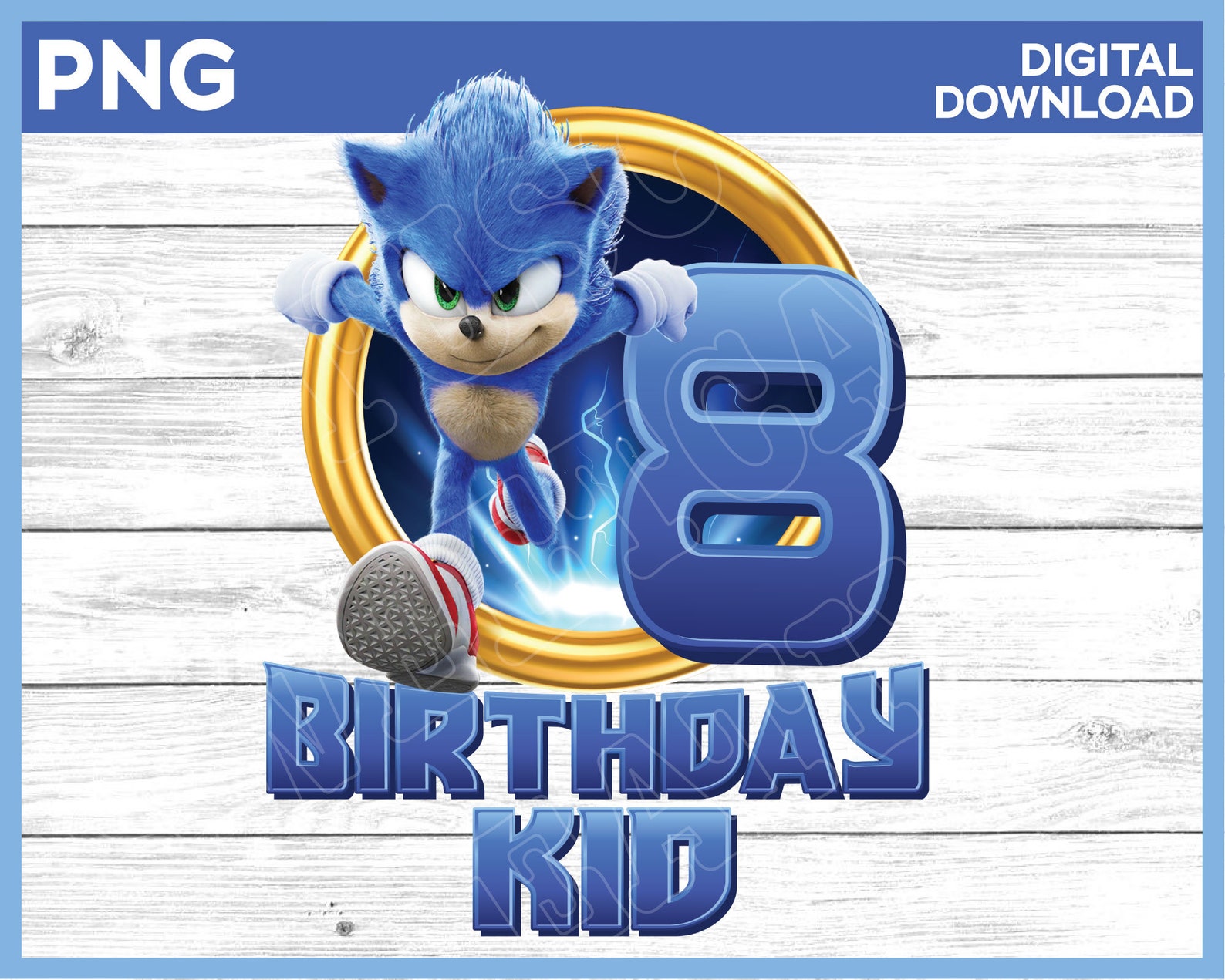 Sonic Birthday Boy Age 8 Png Image - Digital Download YOU PRINT - Etsy