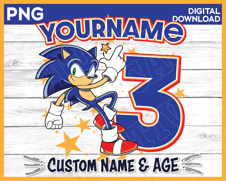 Sonic Birthday Boy All Ages PNG Image Personalized Sonic - Etsy