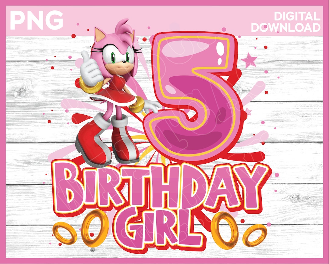 Sonic Birthday Girl Png Age 5 - Amy Rose Birthday Girl Shirt Image ...