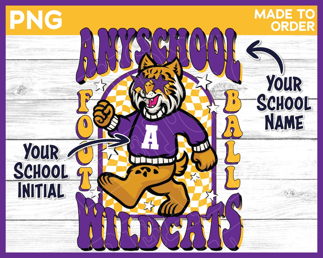 Wildcats Preppy Mascot Png | Purple Gold | Digital Download - Etsy