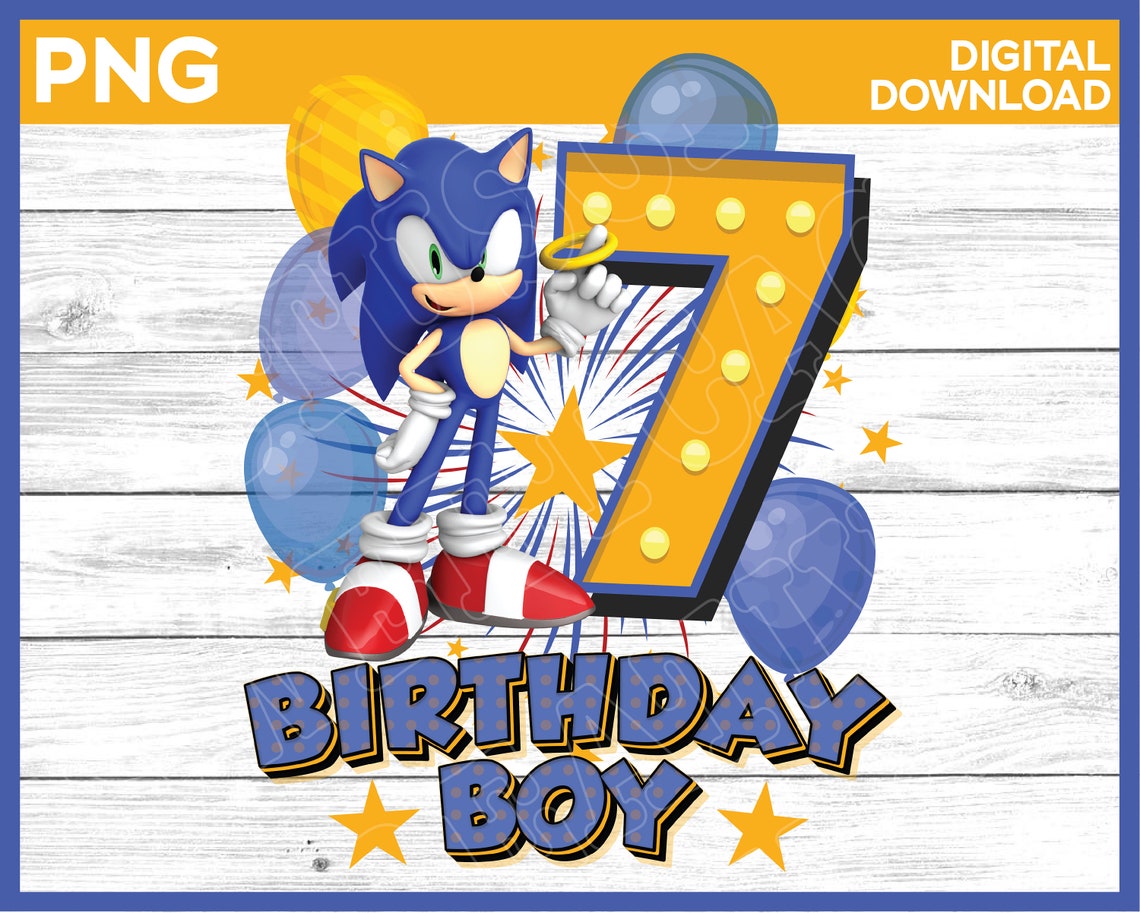 Sonic Birthday Boy Age 7 Png Image Digital Download YOU - Etsy