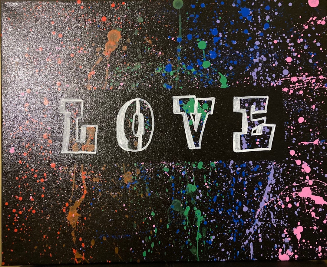 Love Graffiti Art: Rainbow Splatter Canvas (16x20 In) - Etsy