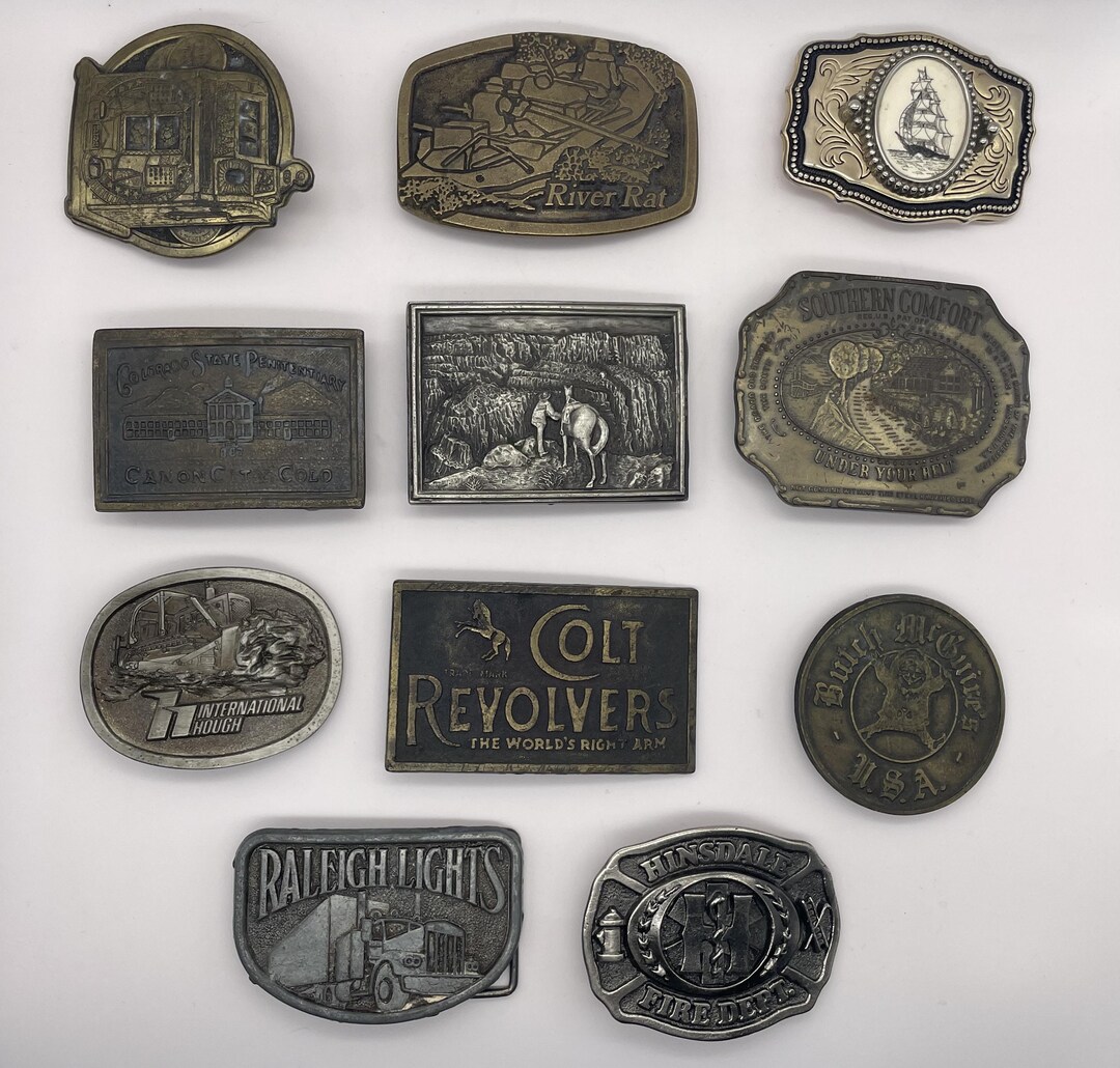 Vintage 1970s Selection of Belt Buckles - Western / Southern Comfort ...
