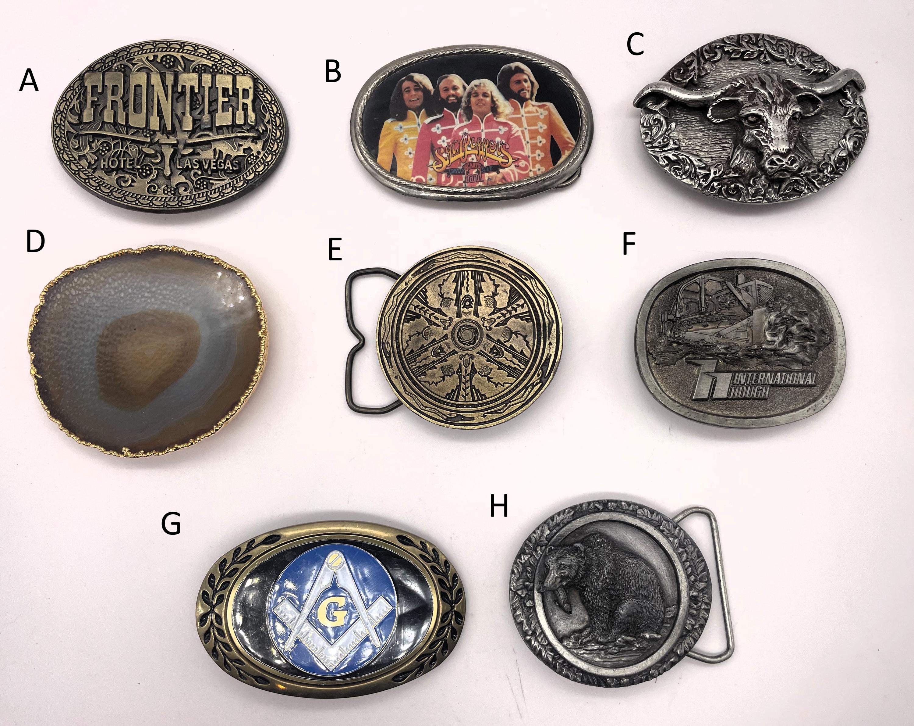 Vintage 1970s-1980s Selection of Belt Buckles - Bull / Bronco / Beatles ...