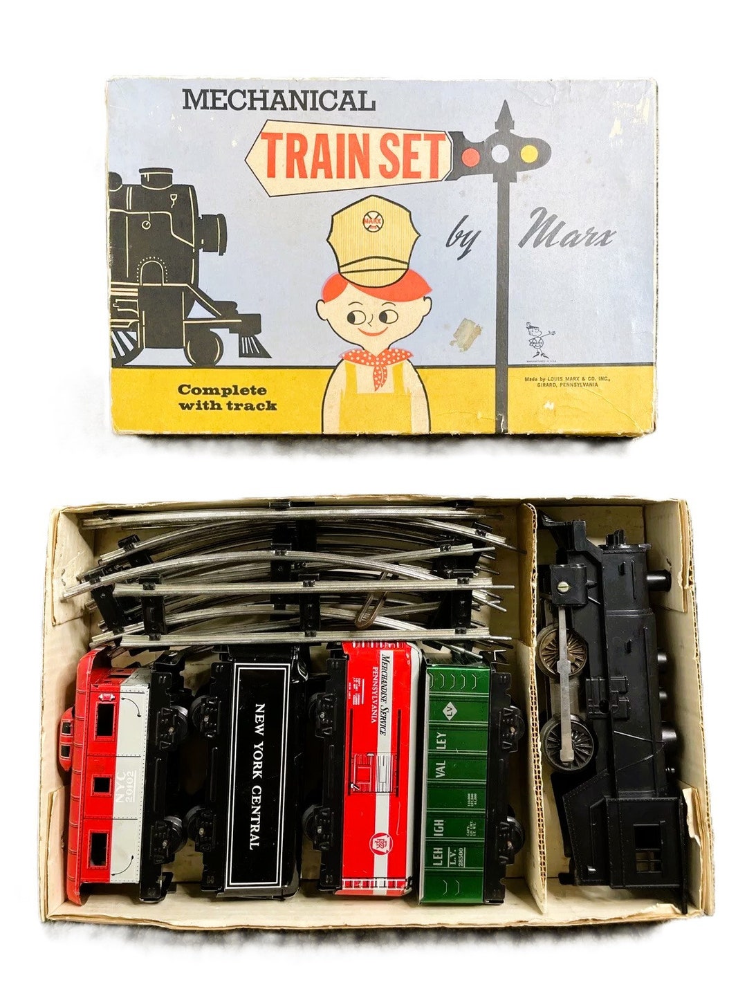 Vintage MARX Mechanical Wind up Train Set, Complete Set With Track, in ...