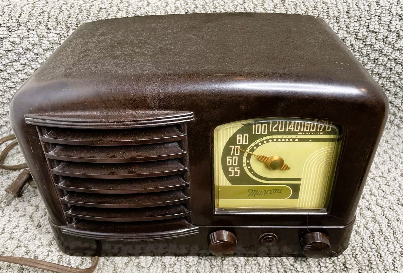 Vintage 1940s Canadian MARCONI Model 218 Tube Radio in MCM Bakelite ...