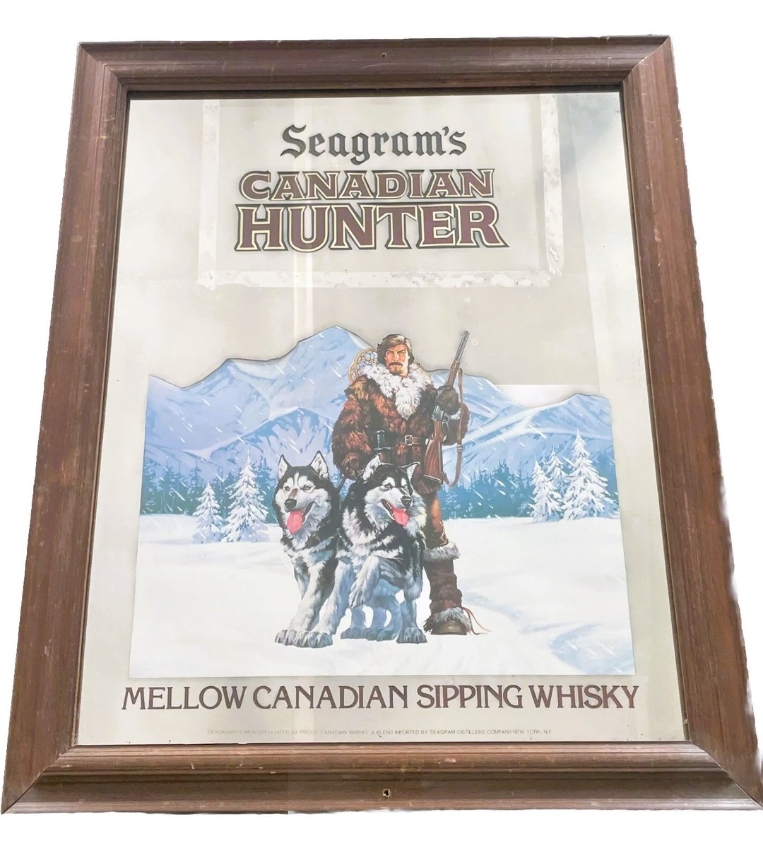 Vintage Seagram's Canadian Hunte Whiskey Mirror, Man Cave Bar Decor, 23 ...