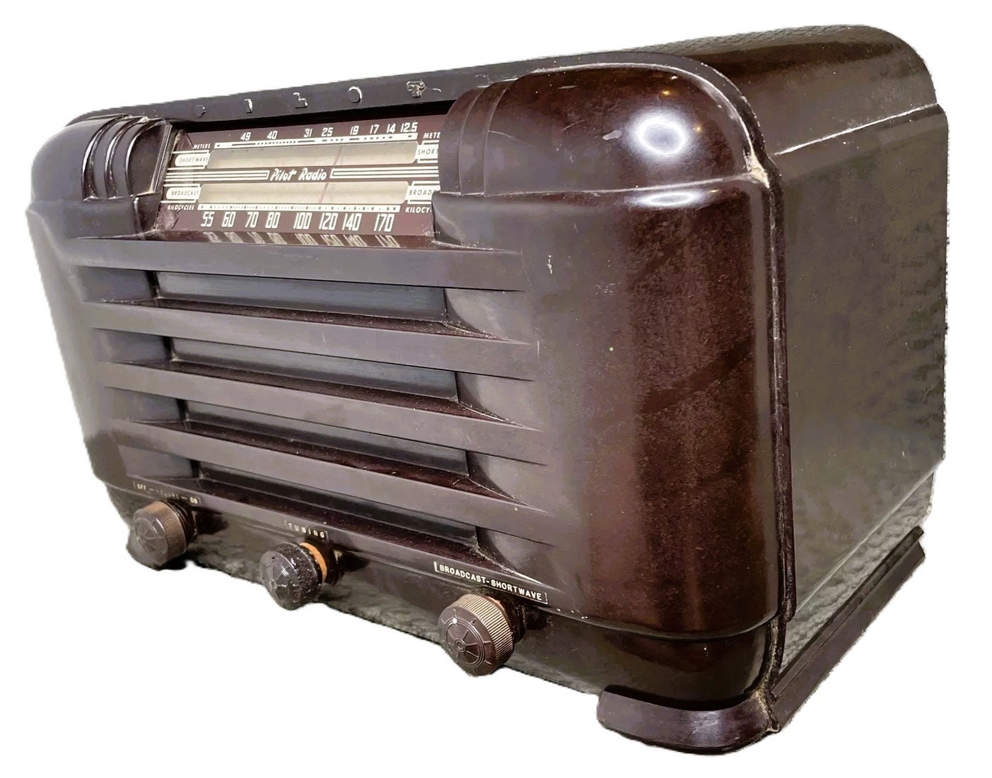 Vintage 1940s PILOT Tube Radio B-1 AM Mid Century Modern MCM Bakelite ...
