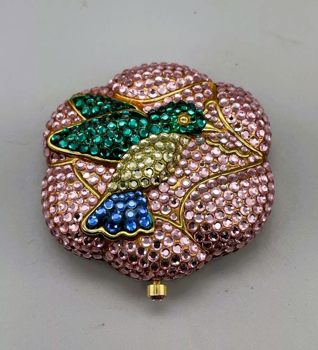 Vintage Estee Lauder Pressed Powder Compact Rhinestone Bird / Parrot ...
