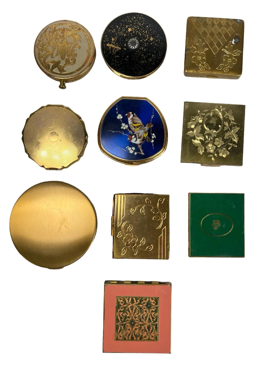 Vintage Selection of Gold Tone Metal Ladies Mirror & Powder Compacts ...