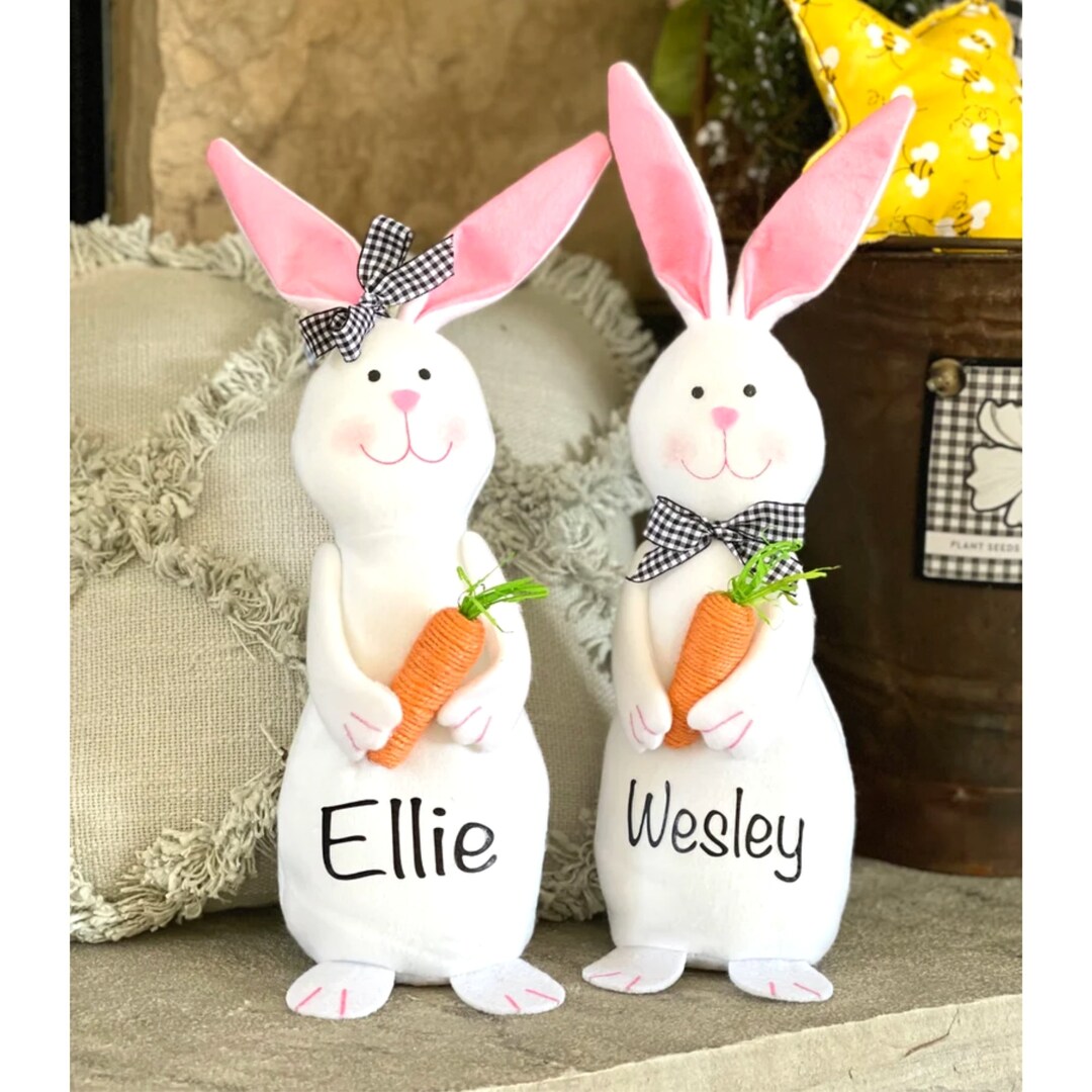 Personalized Bunny, Plush Bunny, Bunny With Carrot, Spring Decor ...