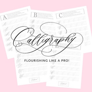 Flourish Capital Letters Alphabet Calligraphy Worksheets. Brush Lettering Worksheets - Etsy