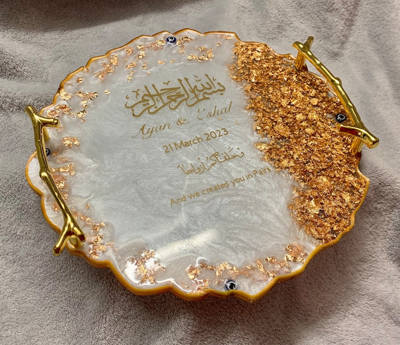 Resin Engagement/ Nikkah Tray, Resin Wedding Plaques, Handmade Resin ...