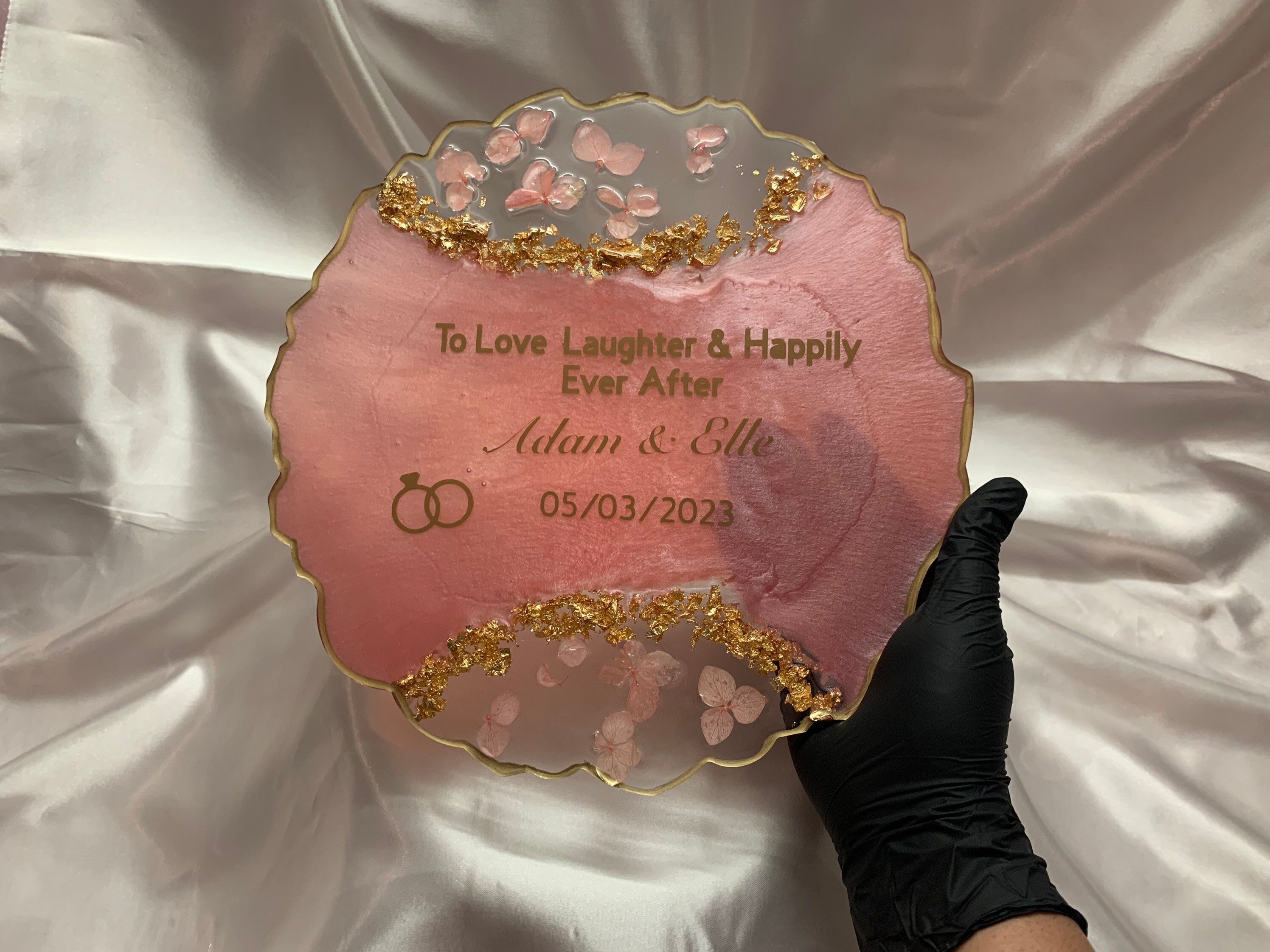 Dried Flowers Resin Wedding Plaques, Wedding Platter , Wedding ...