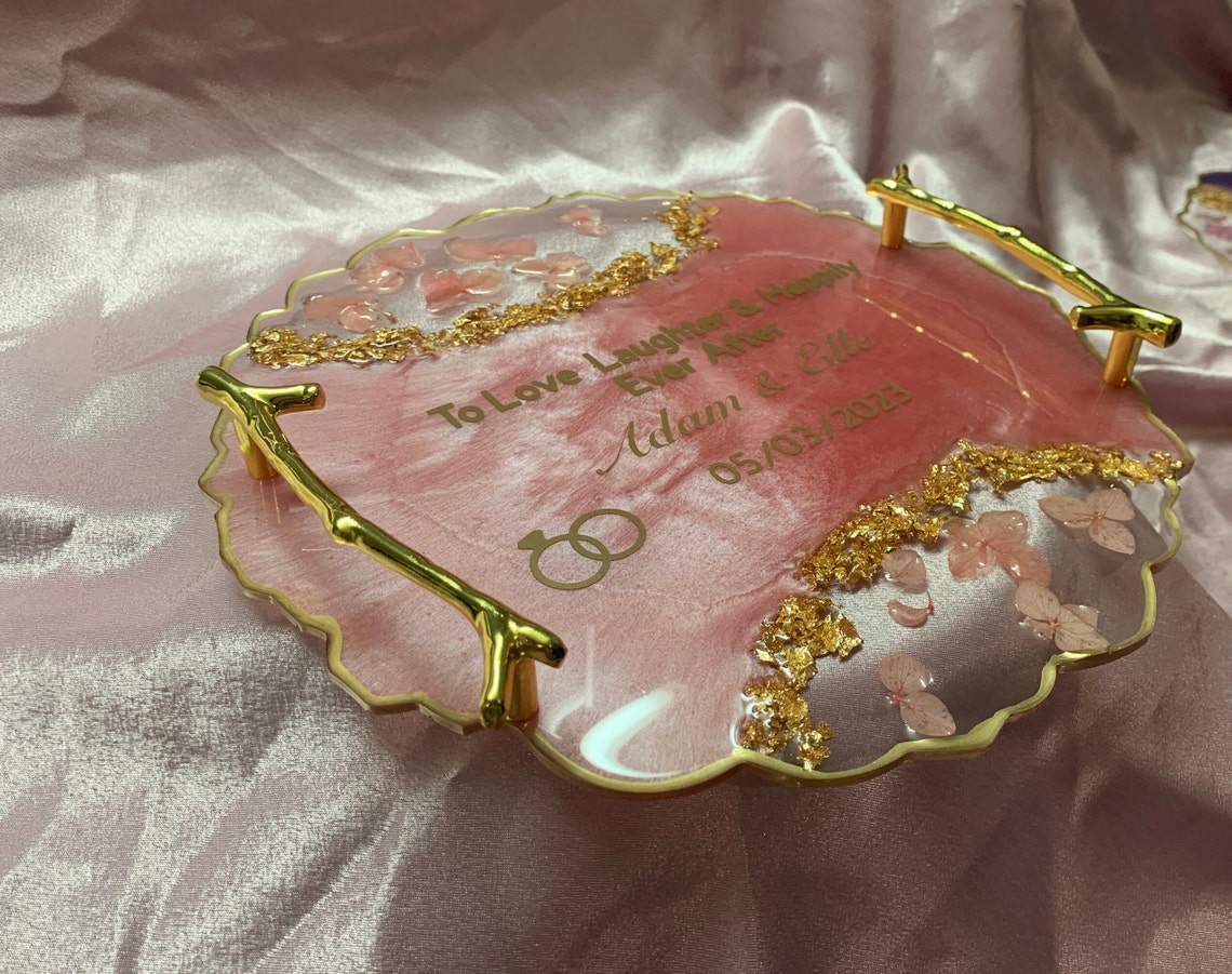Dried Flowers Resin Wedding Plaques, Wedding Platter , Wedding ...