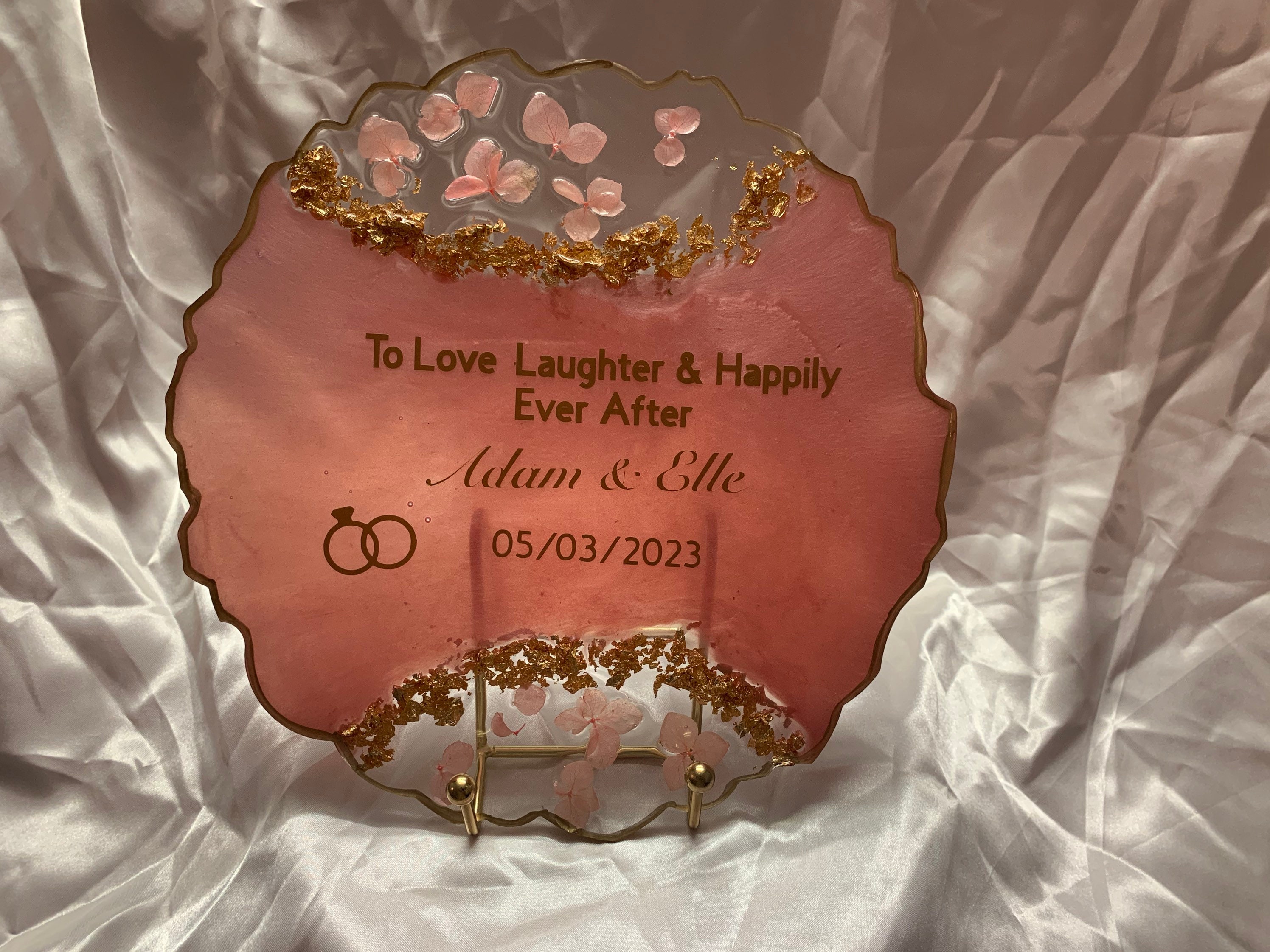 Dried Flowers Resin Wedding Plaques, Wedding Platter , Wedding ...