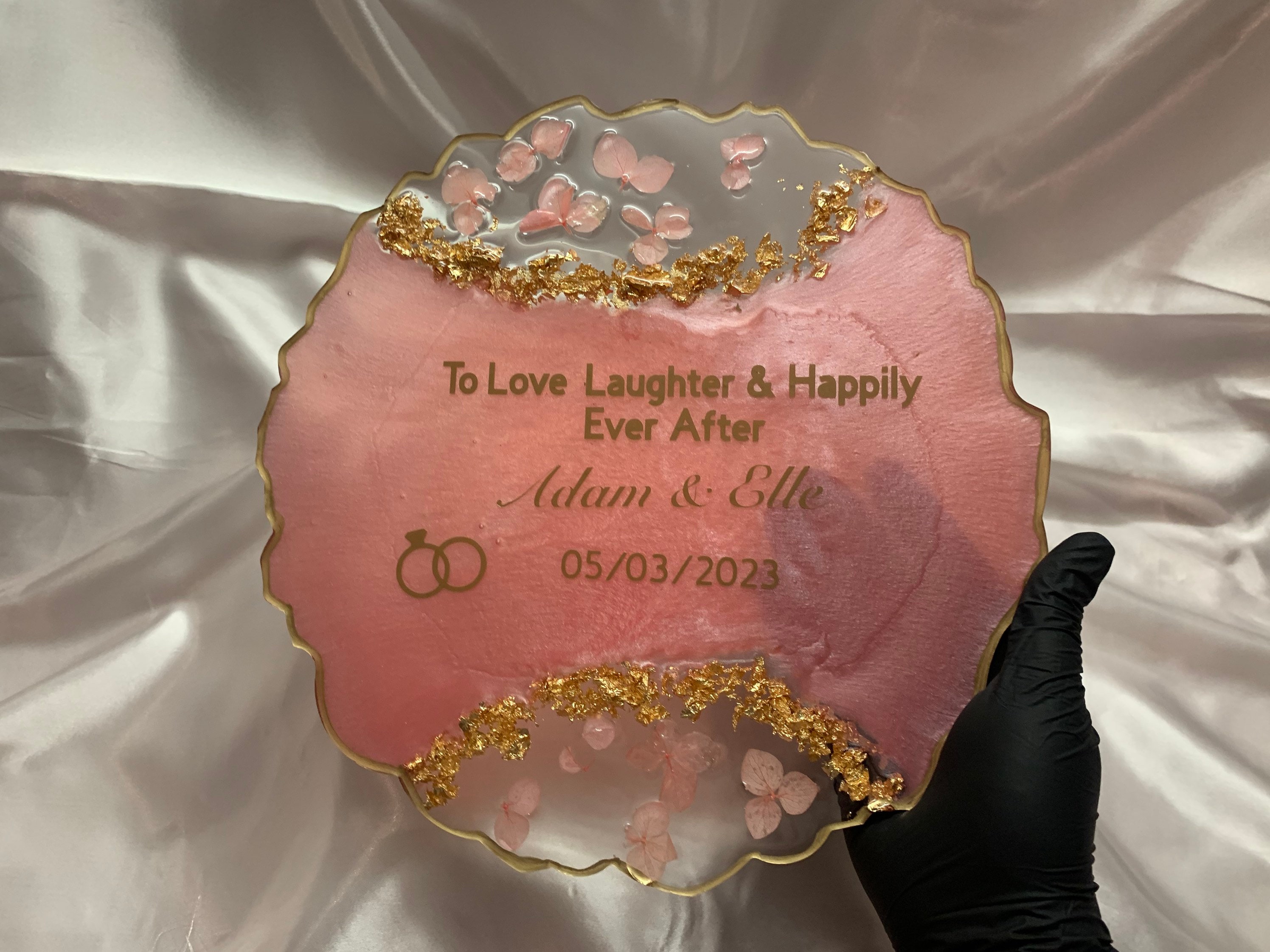 Dried Flowers Resin Wedding Plaques, Wedding Platter , Wedding ...