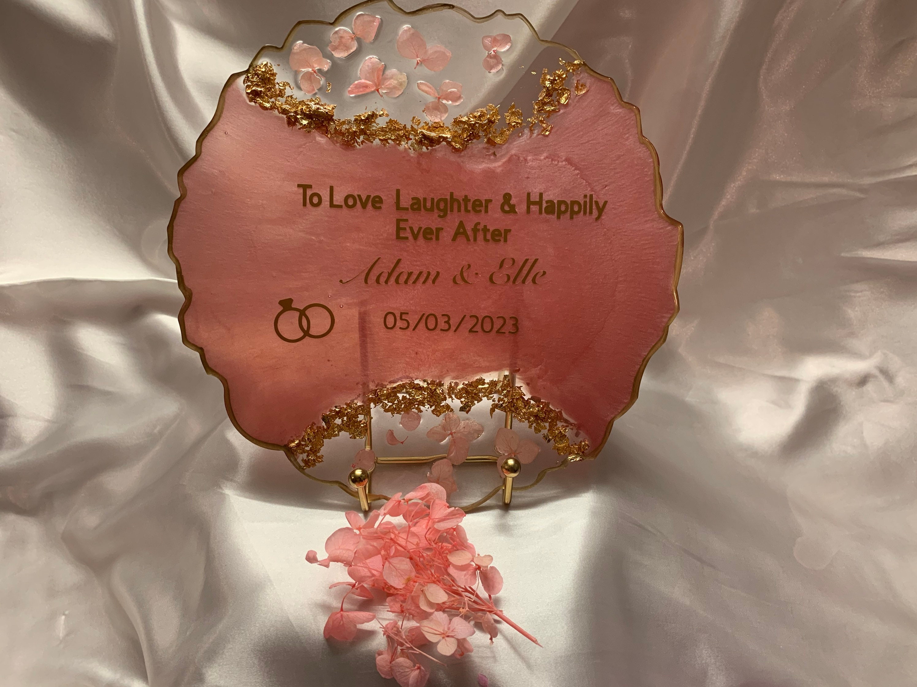 Dried Flowers Resin Wedding Plaques, Wedding Platter , Wedding ...