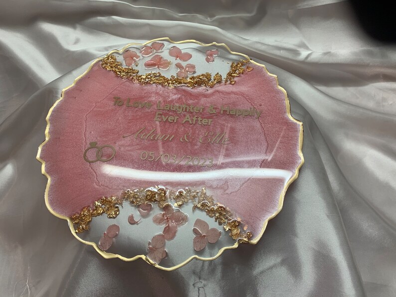 Dried Flowers Resin Wedding Plaques, Wedding Platter , Wedding ...