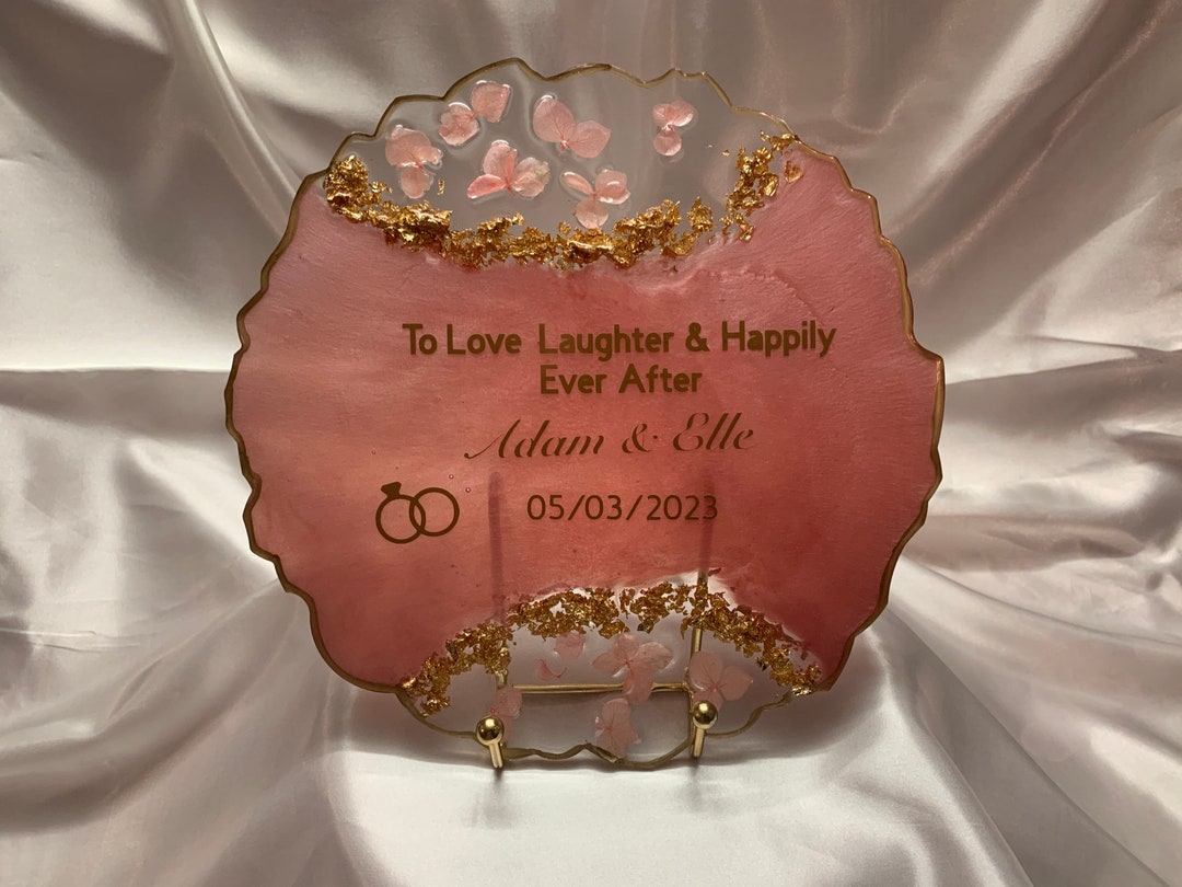 Dried Flowers Resin Wedding Plaques, Wedding Platter , Wedding ...