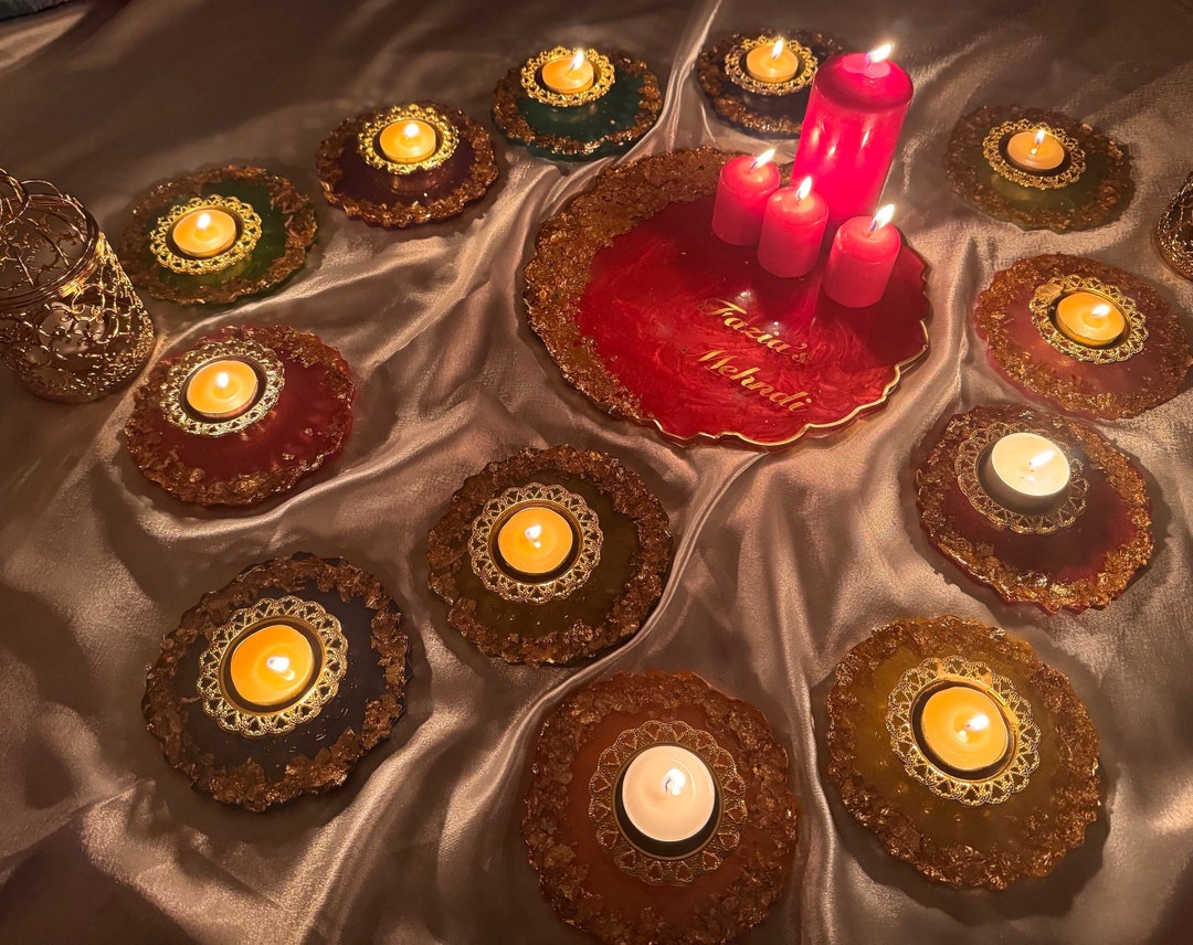 Resin Mehndi Plates, Resin Plates, Resinmehndi Tray, Mehndi Coasters ...
