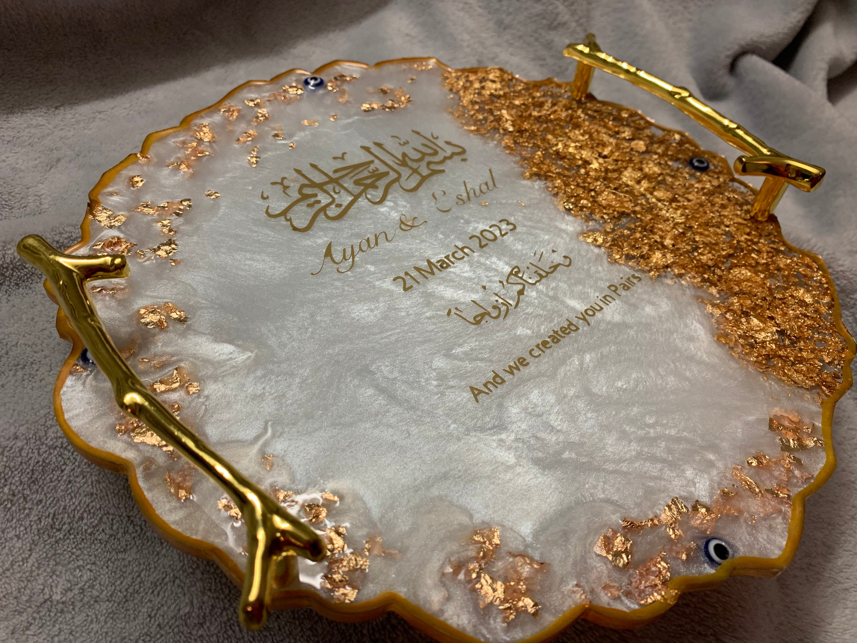 Resin Engagement/ Nikkah Tray, Resin Wedding Plaques, Handmade Resin ...