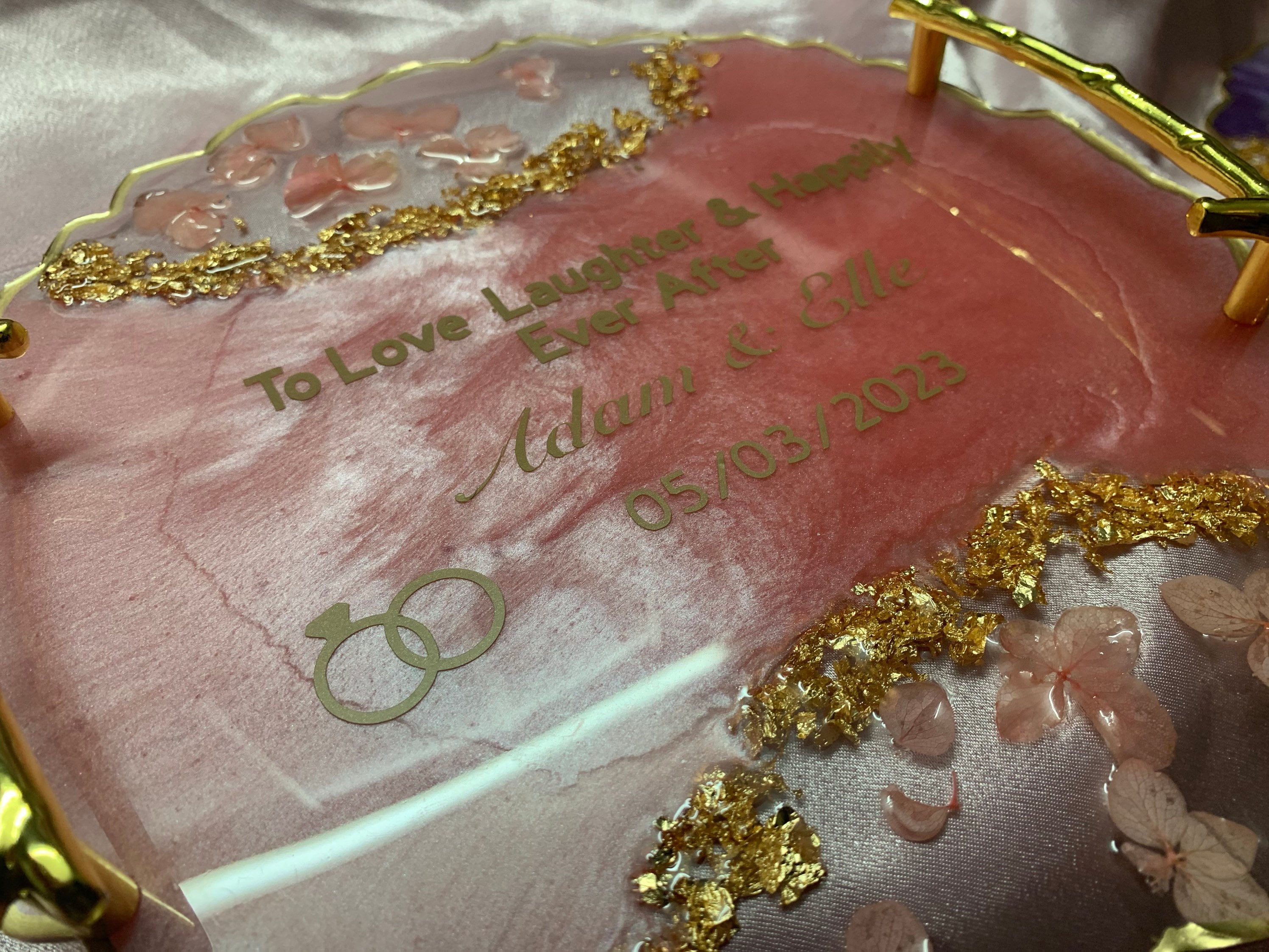 Dried Flowers Resin Wedding Plaques, Wedding Platter , Wedding ...