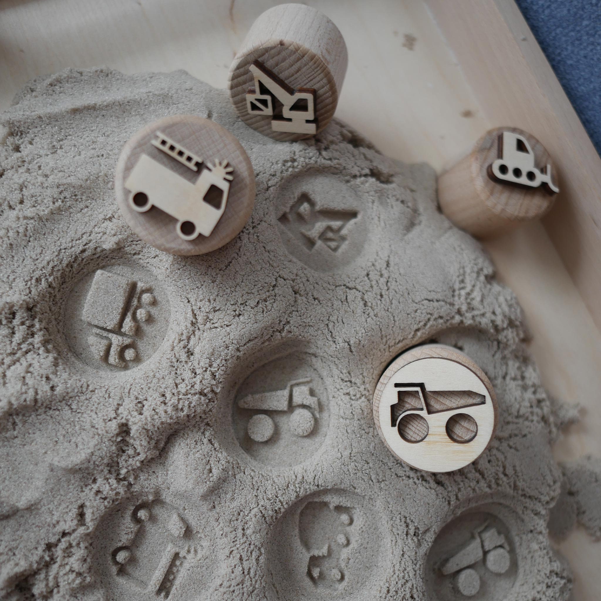 Wooden Sand Stamp With Construction Vehicles, Handmade - Etsy