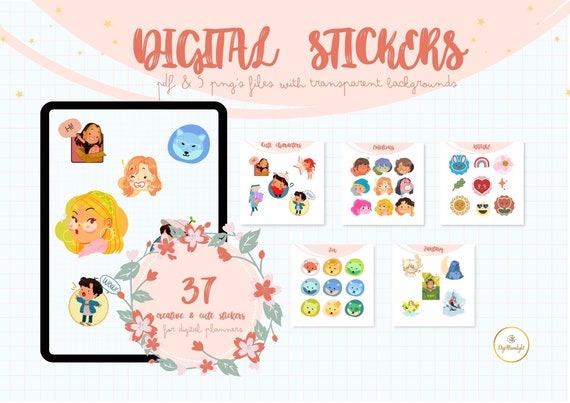 Cute Digital Stickers Digital Planner Stickers - Etsy