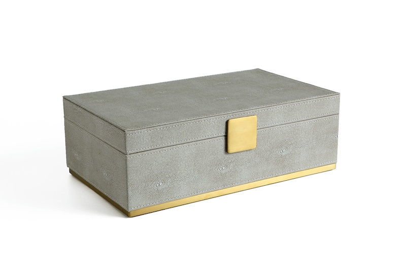 Grey Faux Shagreen Decorative Box, Rectangular Storage Box, Home ...