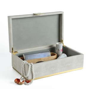 Grey Faux Shagreen Decorative Box, Rectangular Storage Box, Home ...