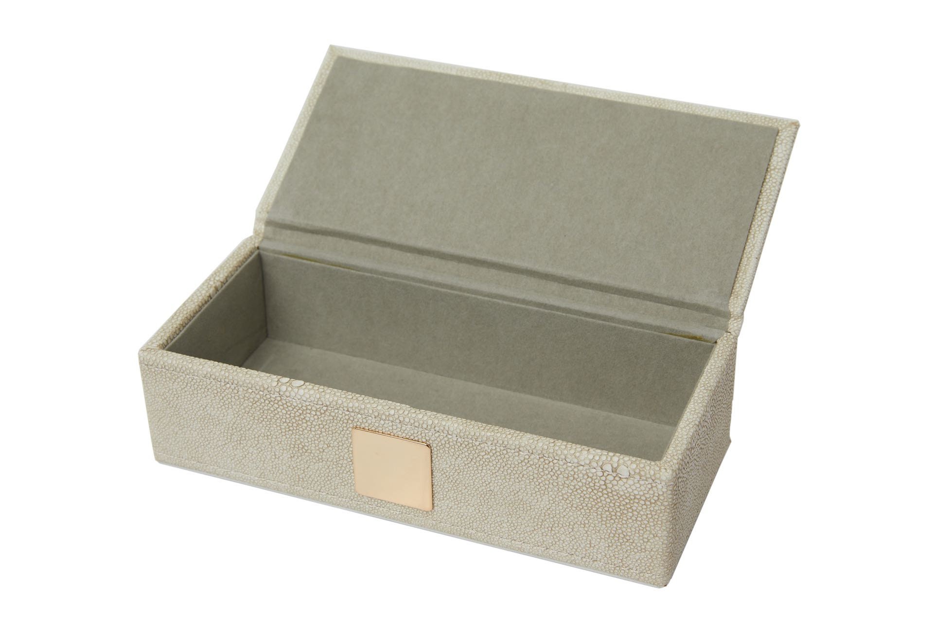 Ivory Shagreen Decorative Boxes, Faux Leather Keepsake and Memory ...