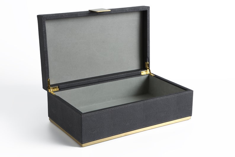 Grey Faux Shagreen Decorative Box, Rectangular Storage Box, Home ...