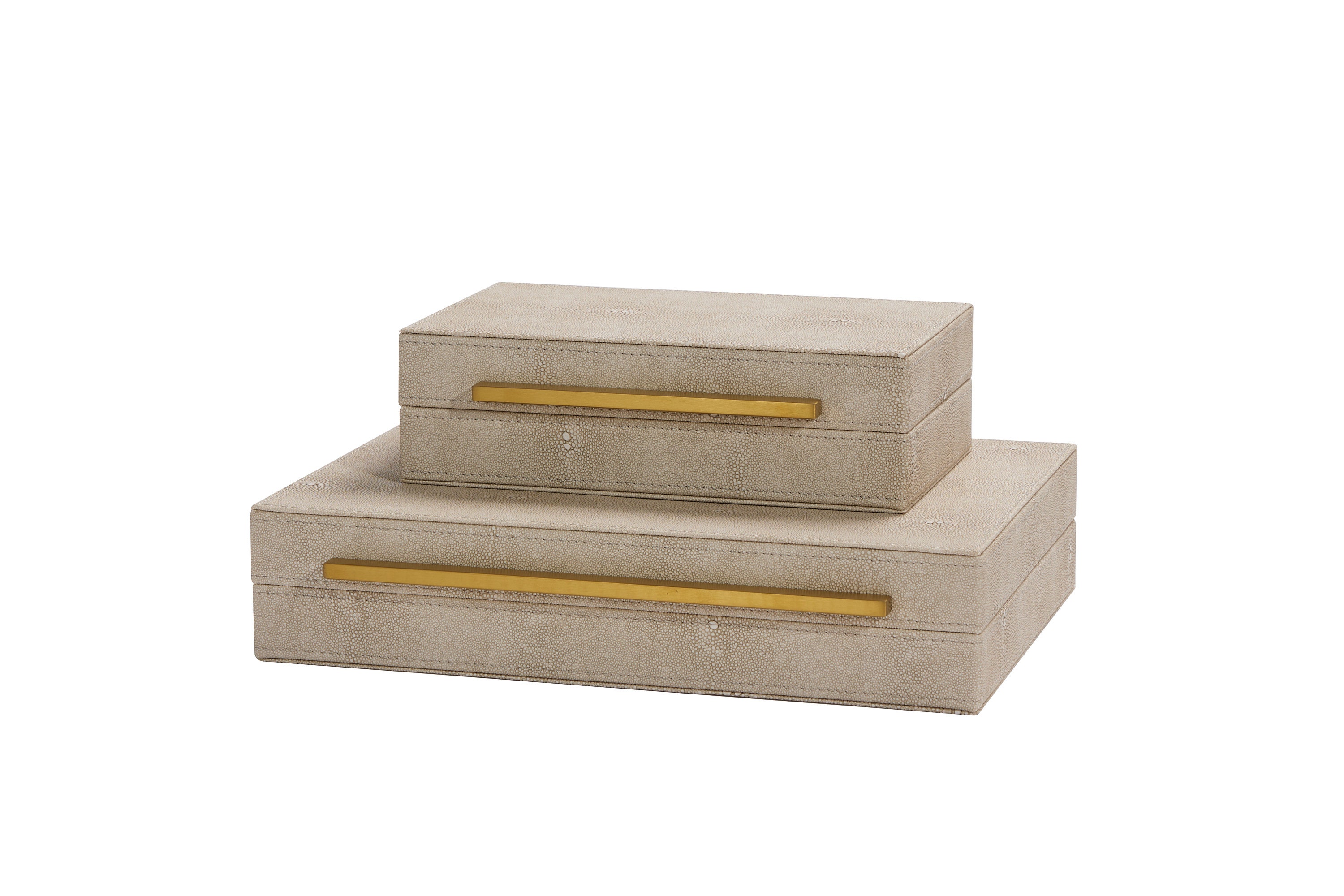 Faux Ivory Shagreen Leather Pack of 2pcs Decorative Boxes, Storage ...