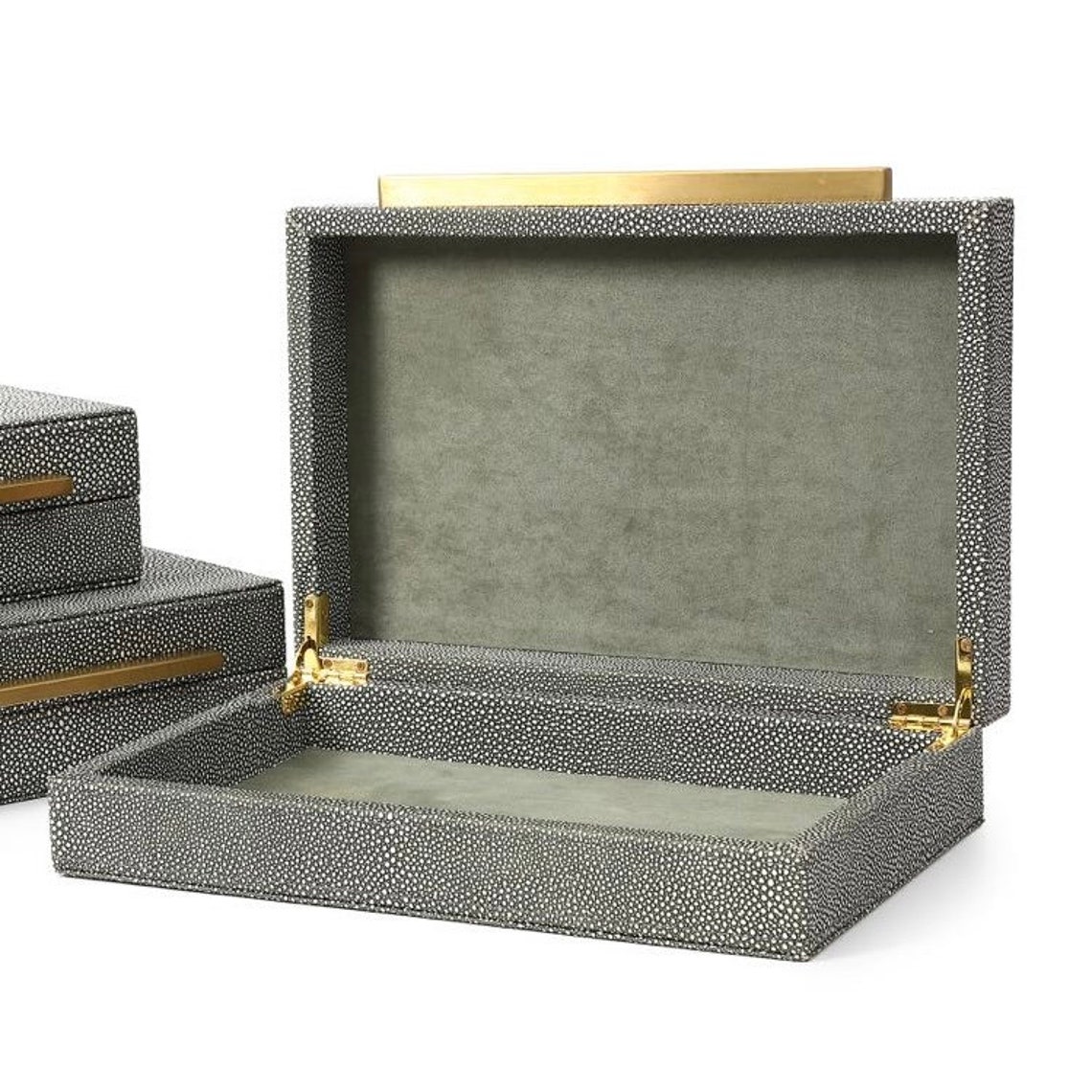 Faux Grey Shagreen Pack of 3 Pcs Decoration Boxes Desk - Etsy