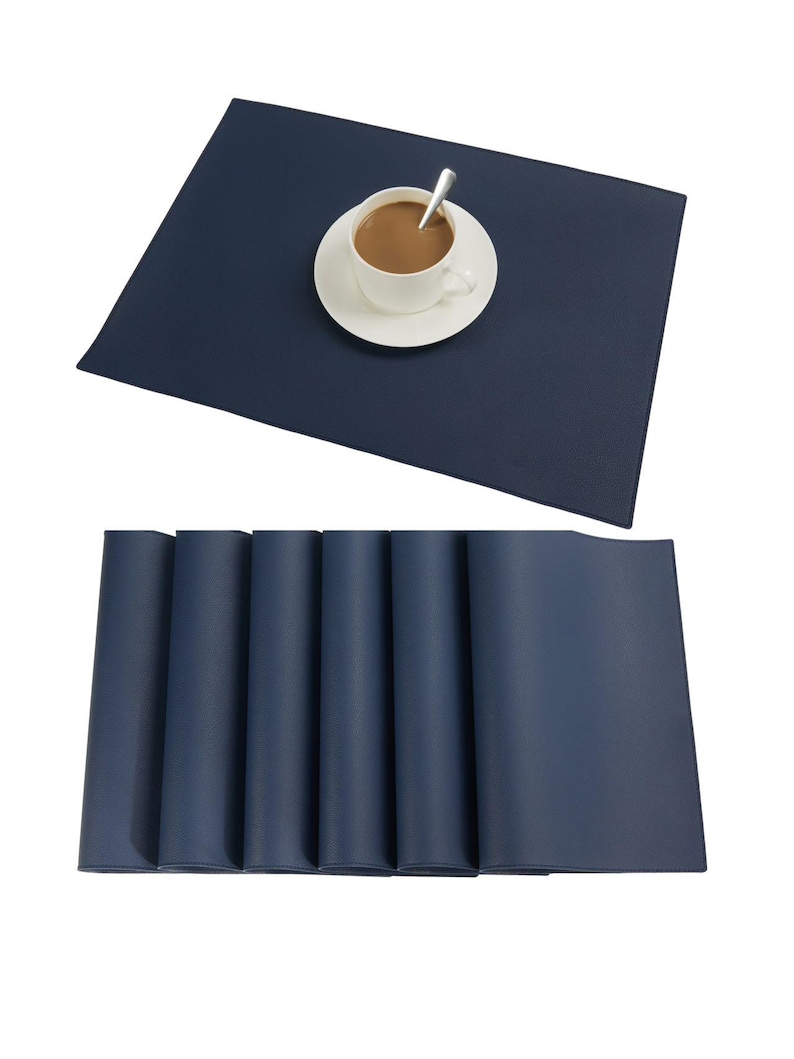 Ivory Faux Leather Set of 6 Placemats 18x12.5, Waterproof Heat ...
