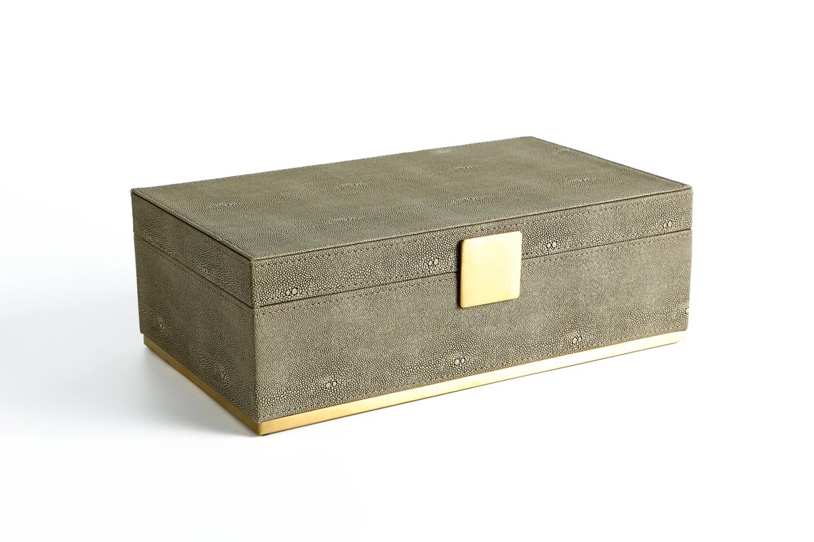 Grey Faux Shagreen Decorative Box, Rectangular Storage Box, Home ...