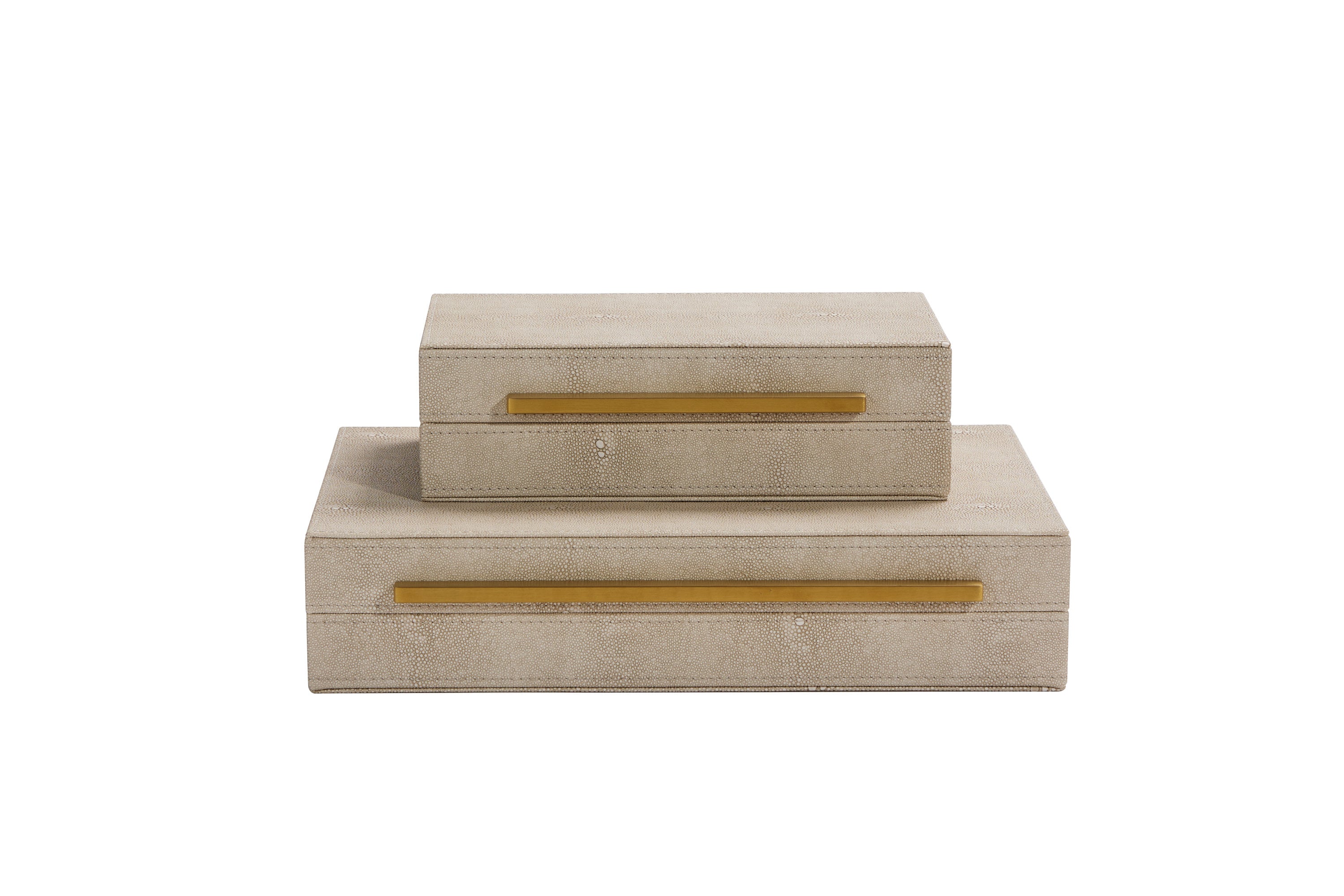 Faux Ivory Shagreen Leather Pack of 2pcs Decorative Boxes, Storage ...